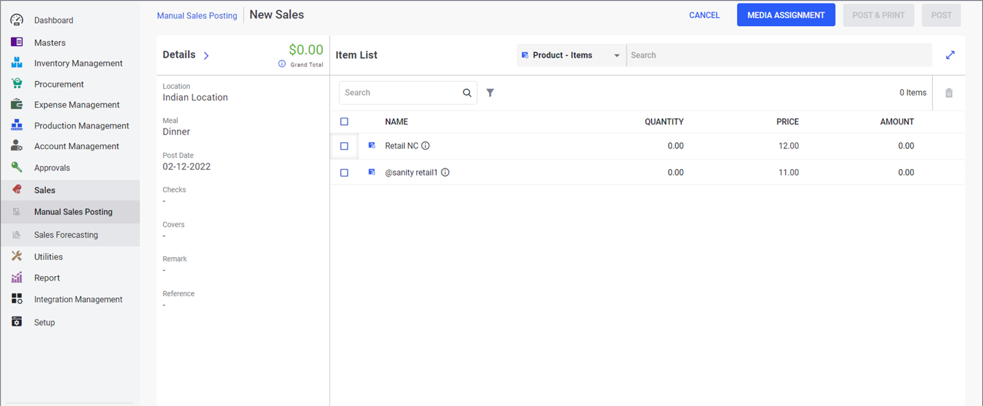 Configuring Manual Sales Posting