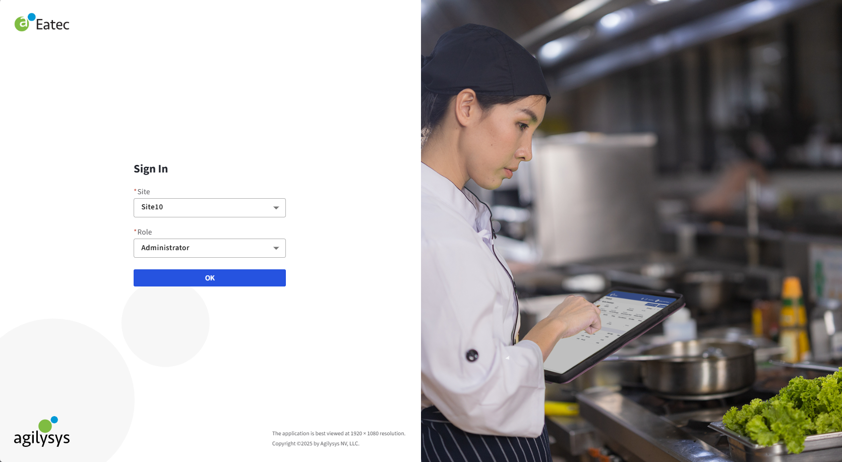Logging on to Eatec SaaS