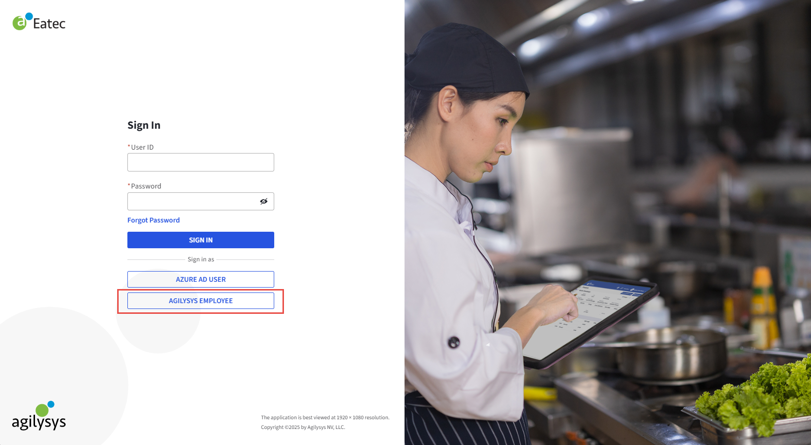 Logging on to Eatec as Agilysys Employee