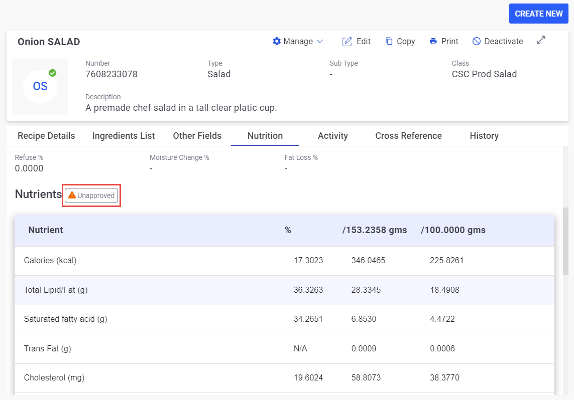 Managing Recipe
