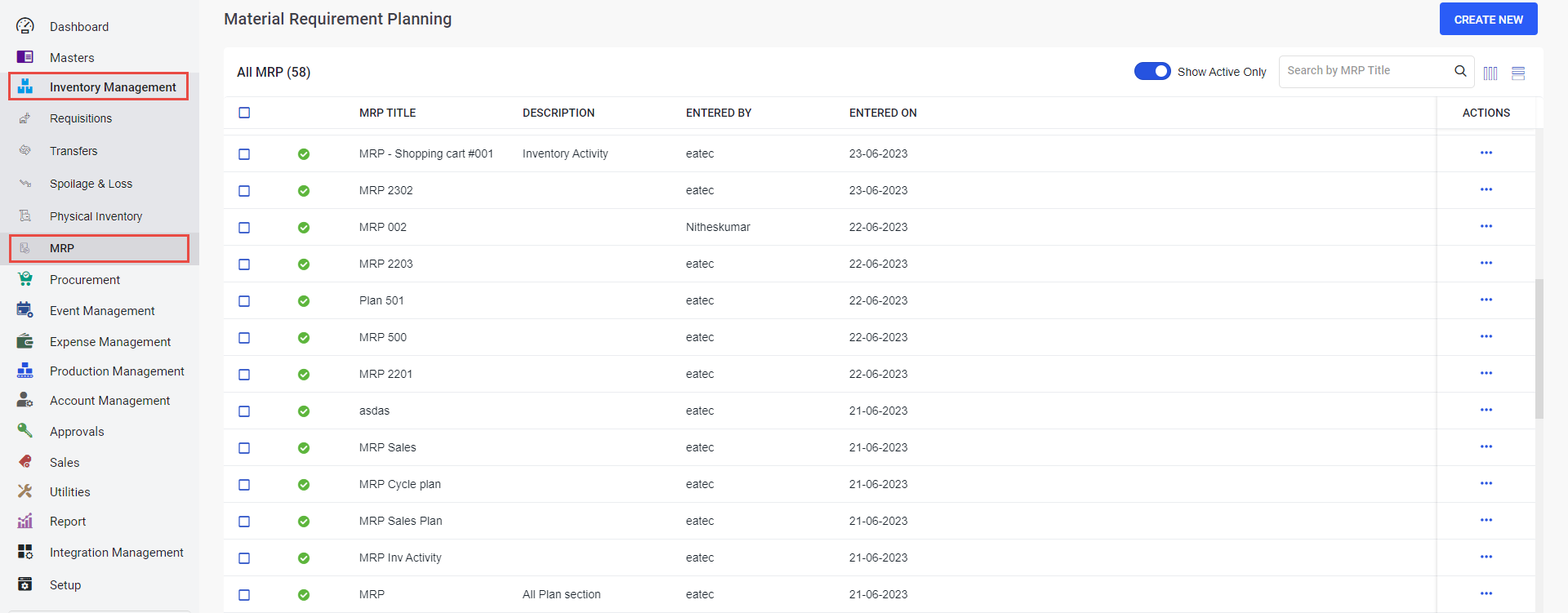 Material Requirement Planning (MRP)