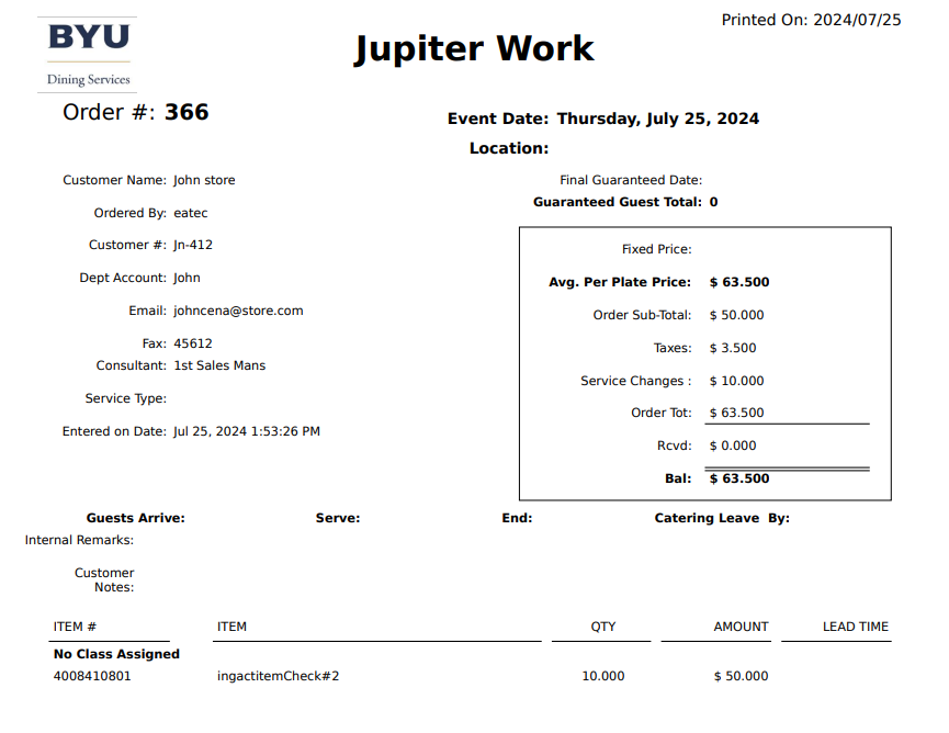 Printing Sales Orders